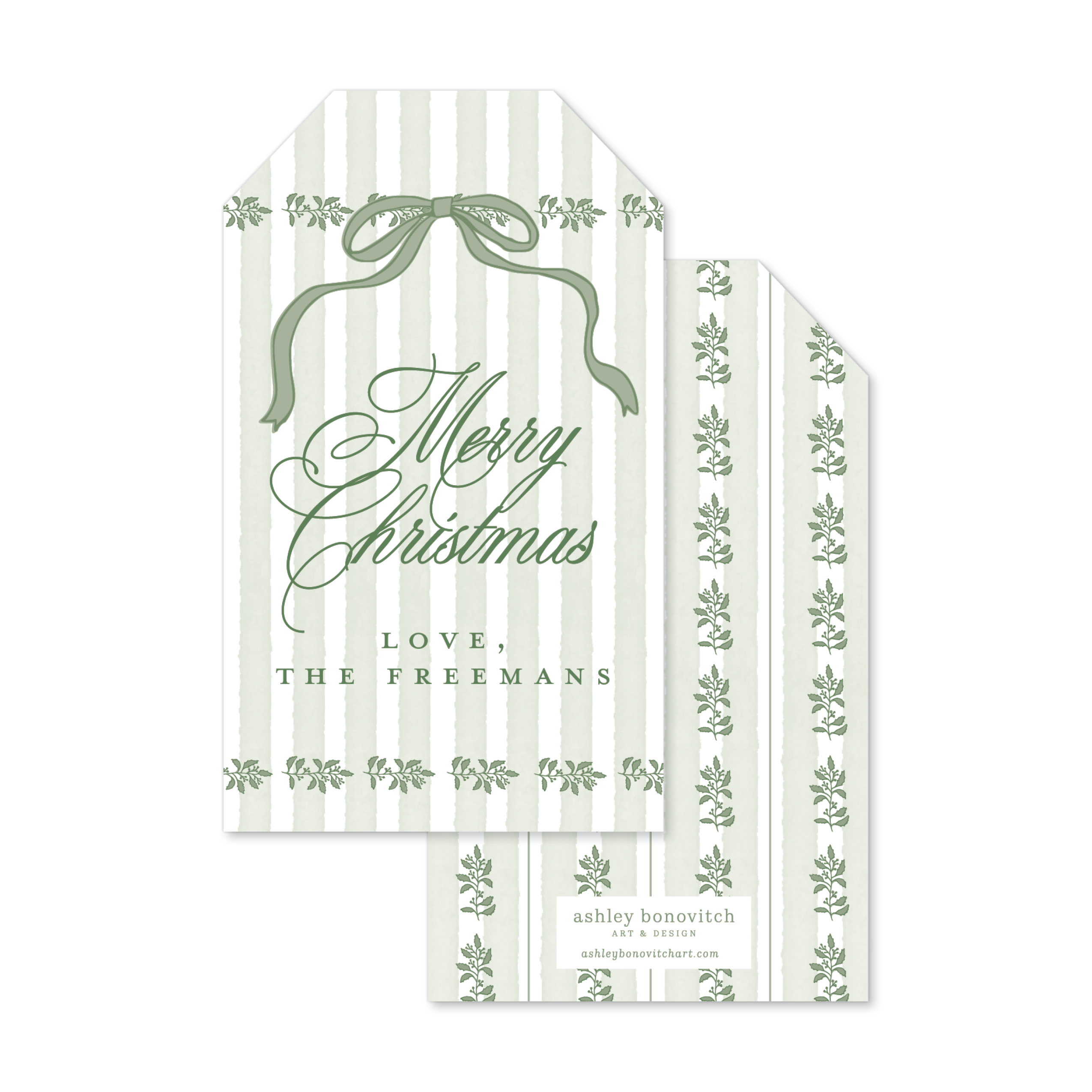 Greenery Stripe Christmas Gift Tags – Ashley Bonovitch Art