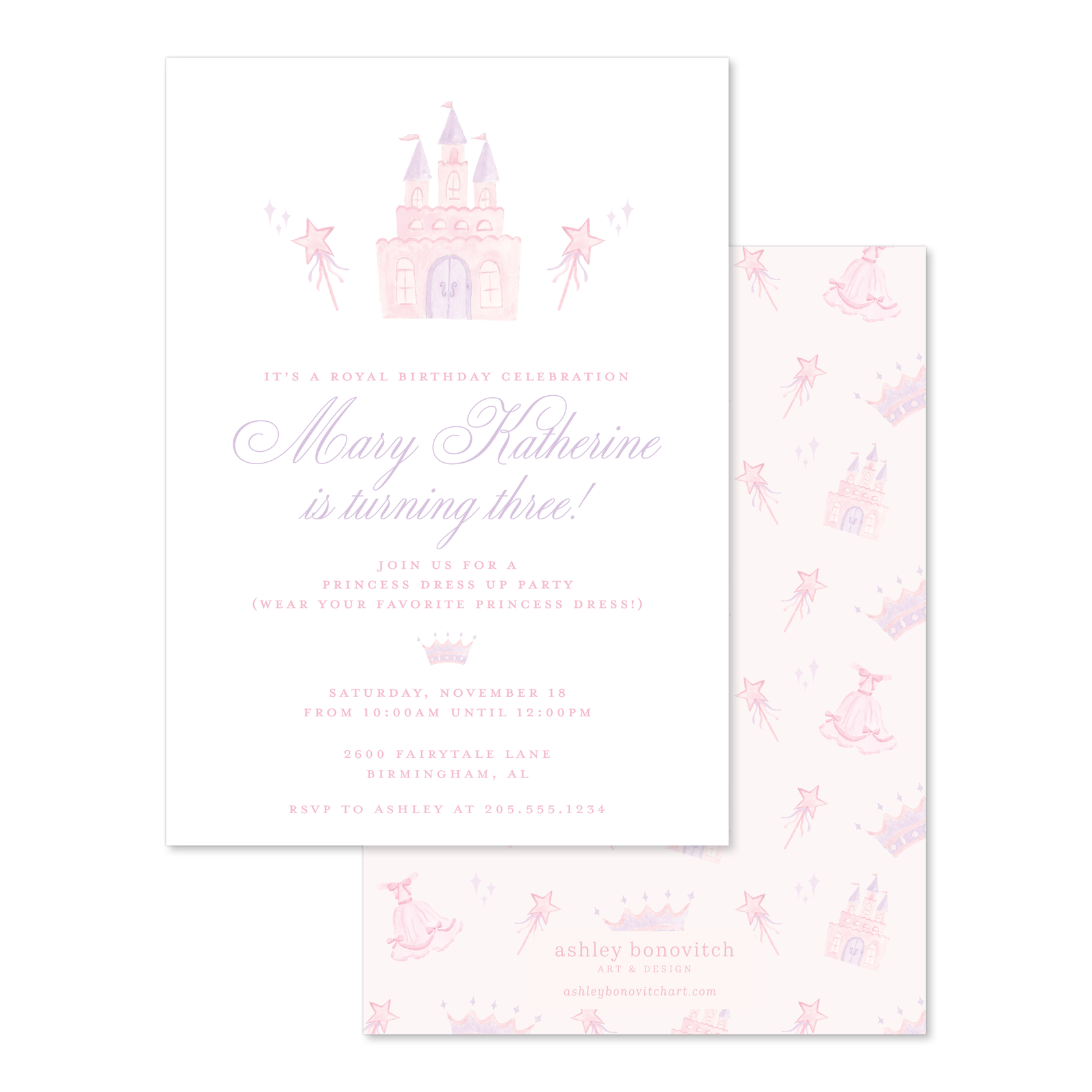 Princess Party Invitations – Ashley Bonovitch Art