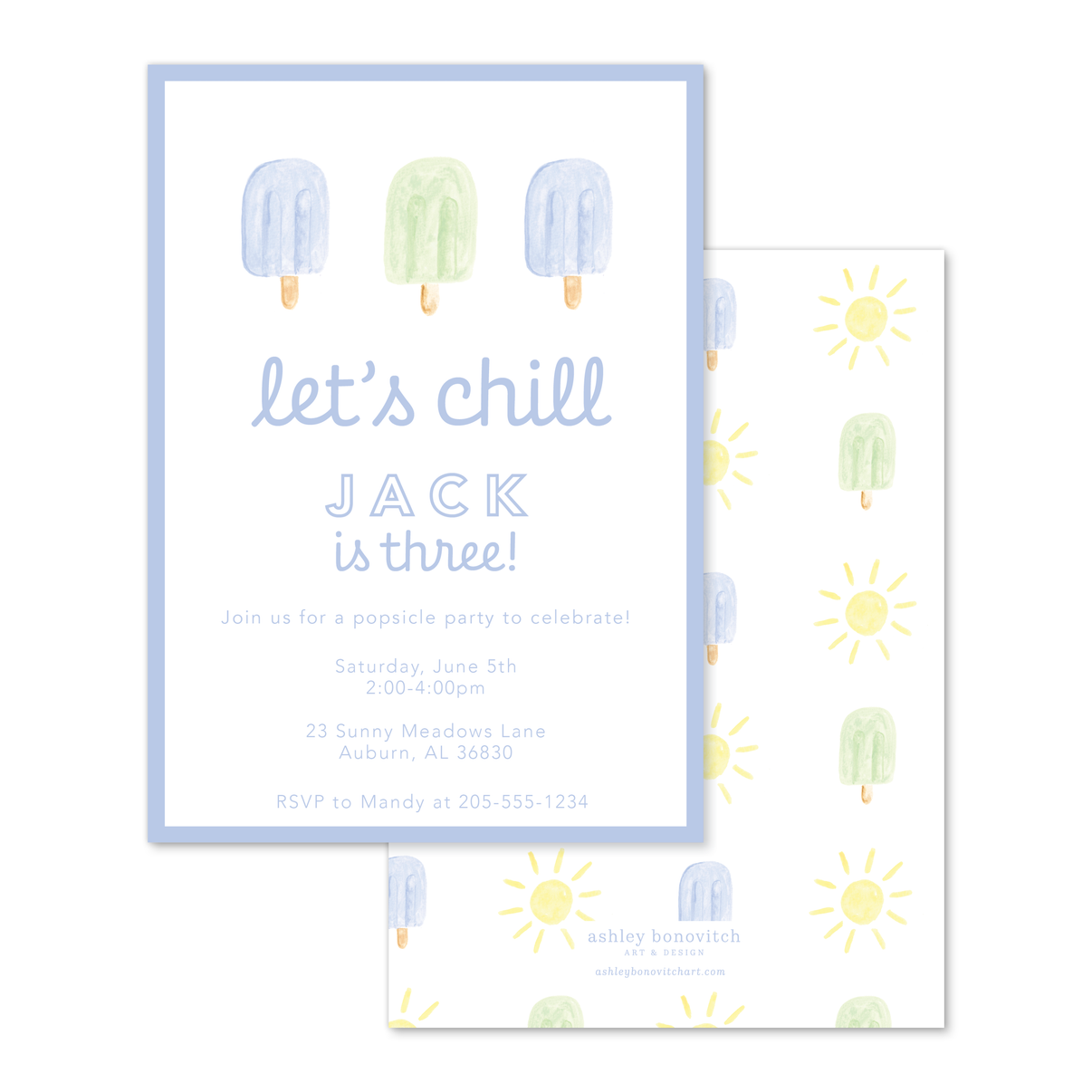 Popsicle Party Invitation – Ashley Bonovitch Art