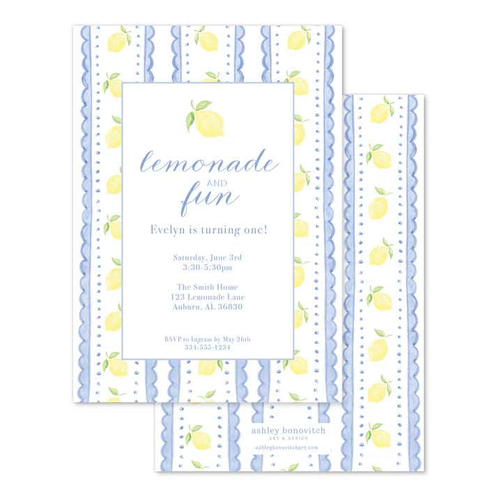 Lemonade & Fun Invitation – Ashley Bonovitch Art